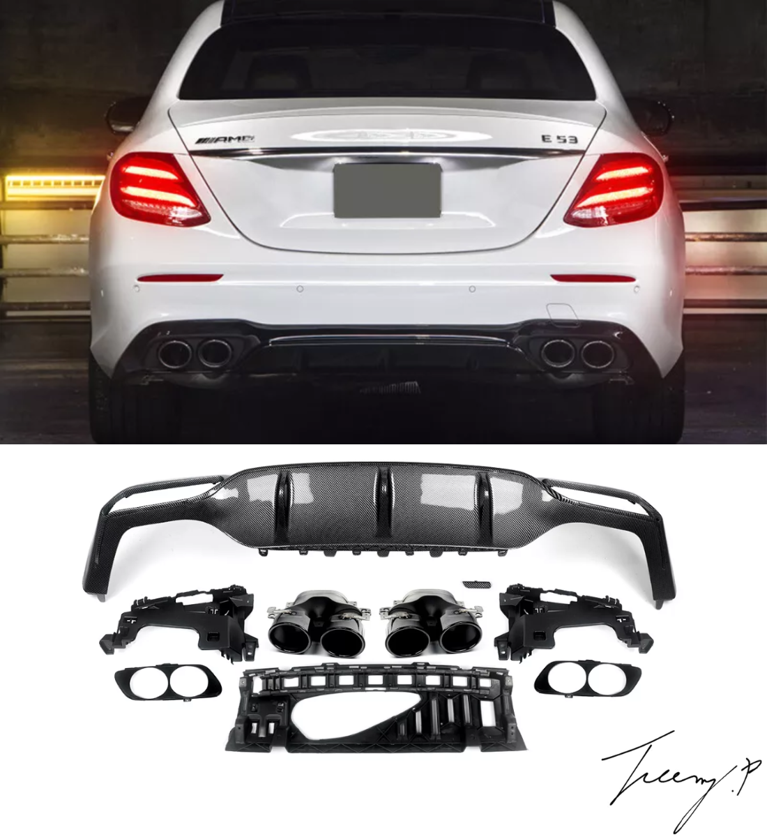 Mercedes E-Class W213 4DR (2016+) AMG E53 Conversion kit Carbon Rear D ...
