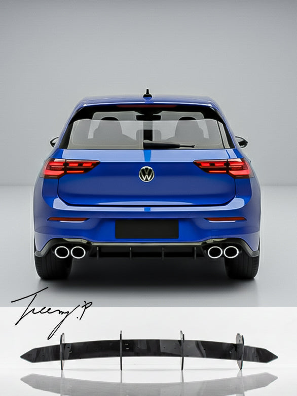 VW GOLF MK8 GTI GTD GTE R-LINE 2019+ REAR DIFFUSER BIG FIN GLOSS BLACK ...