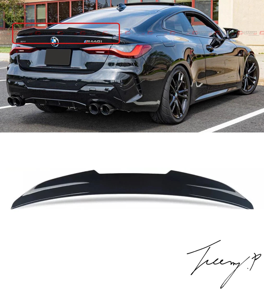 BMW 4 Series G22 2 Door Black Rear High Kick PSM Ducktail Spoiler 2021 ...