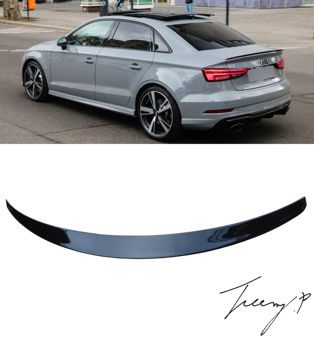 AUDI A3 8V (2014-2020) S3 STYLE REAR BOOT TRUNK LIP SPOILER GLOSS BLAC ...