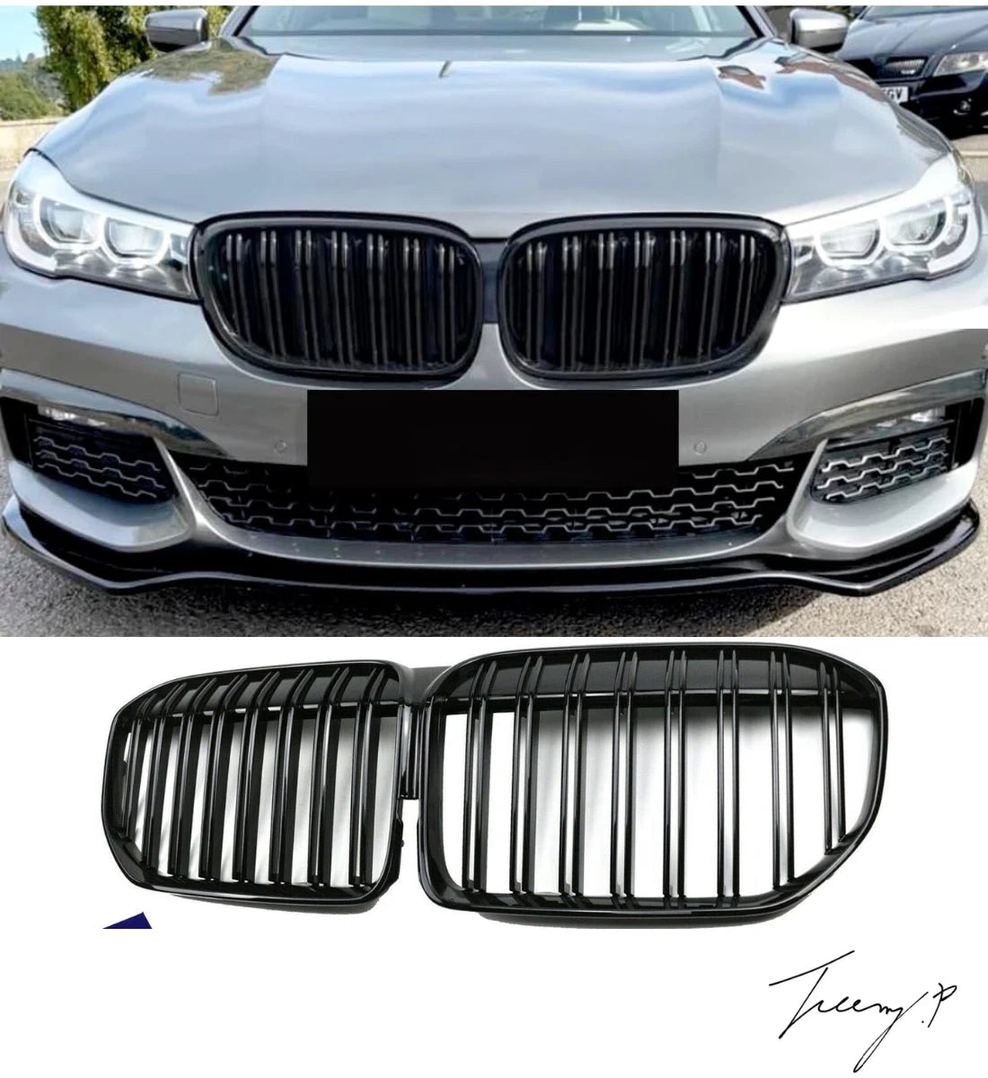 BMW 7 Series G11 G12 (2019+) LCI Kidney Twin Grill Grille Gloss Black ...
