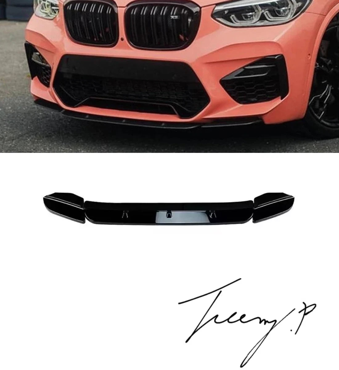 BMW X3M F97 Pre-LCI Gloss Black Front Splitter Lip Spoiler Wing Body K ...